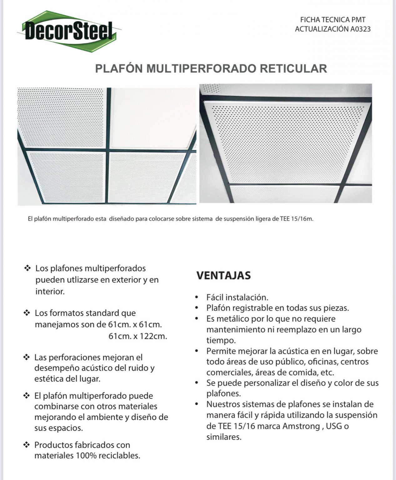 PLAFONES DE METAL PERFORADO